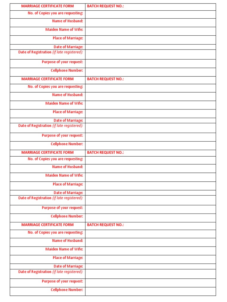 Marriage Certificate Form | PDF