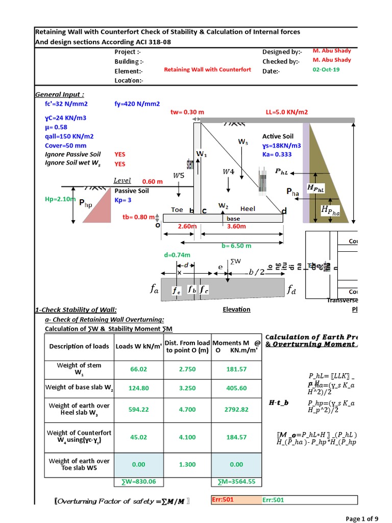 Retaining Wall | PDF | Structural Engineering | Materials