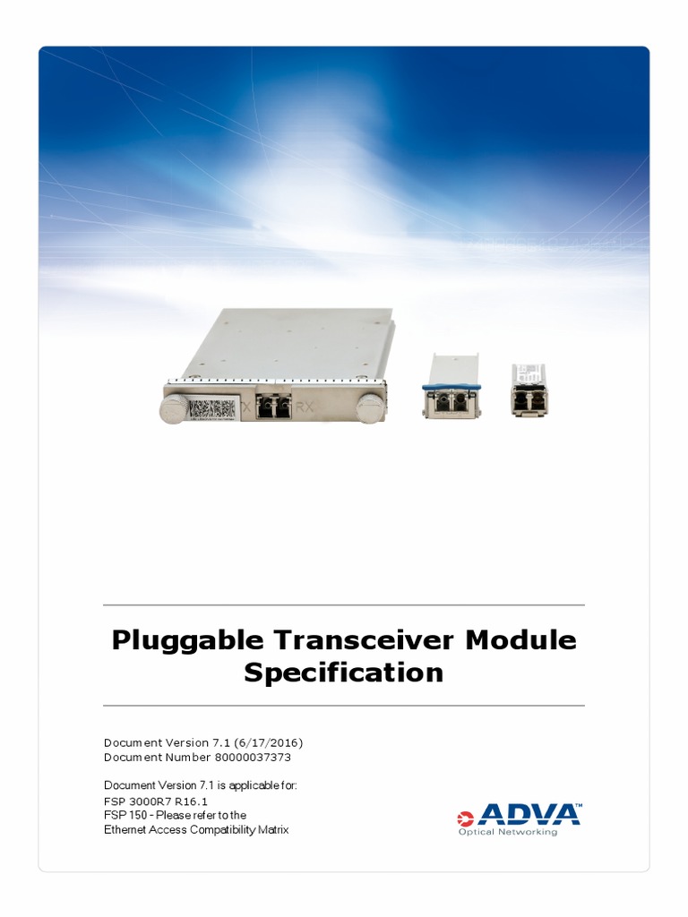 Pluggable Transceiver Specification Ver.7.1 PDF | PDF | Wavelength ...