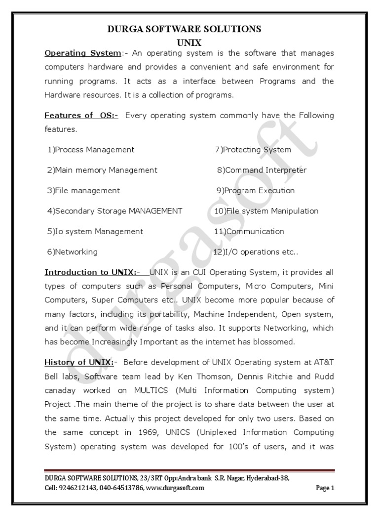 DURGA Unix Material | PDF | Kernel (Operating System) | Computer File