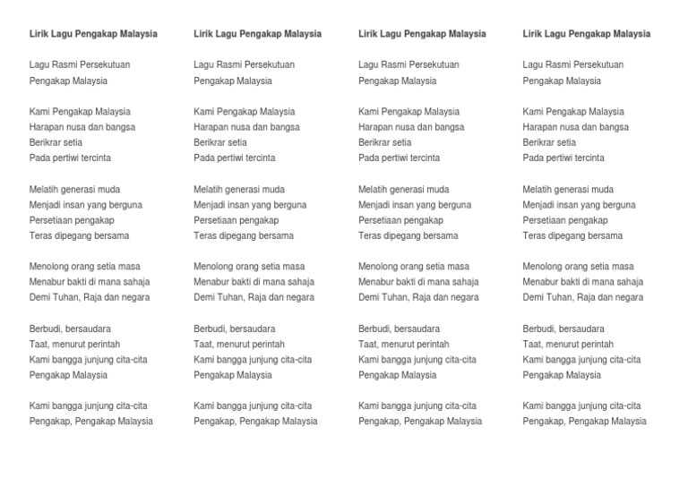 Lirik Lagu Pengakap Malaysia | PDF