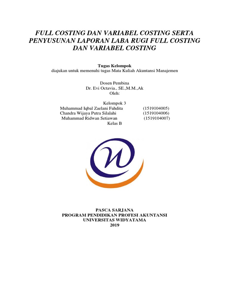 Perbandingan Full Costing dan Variabel Costing | PDF | Bisnis ...