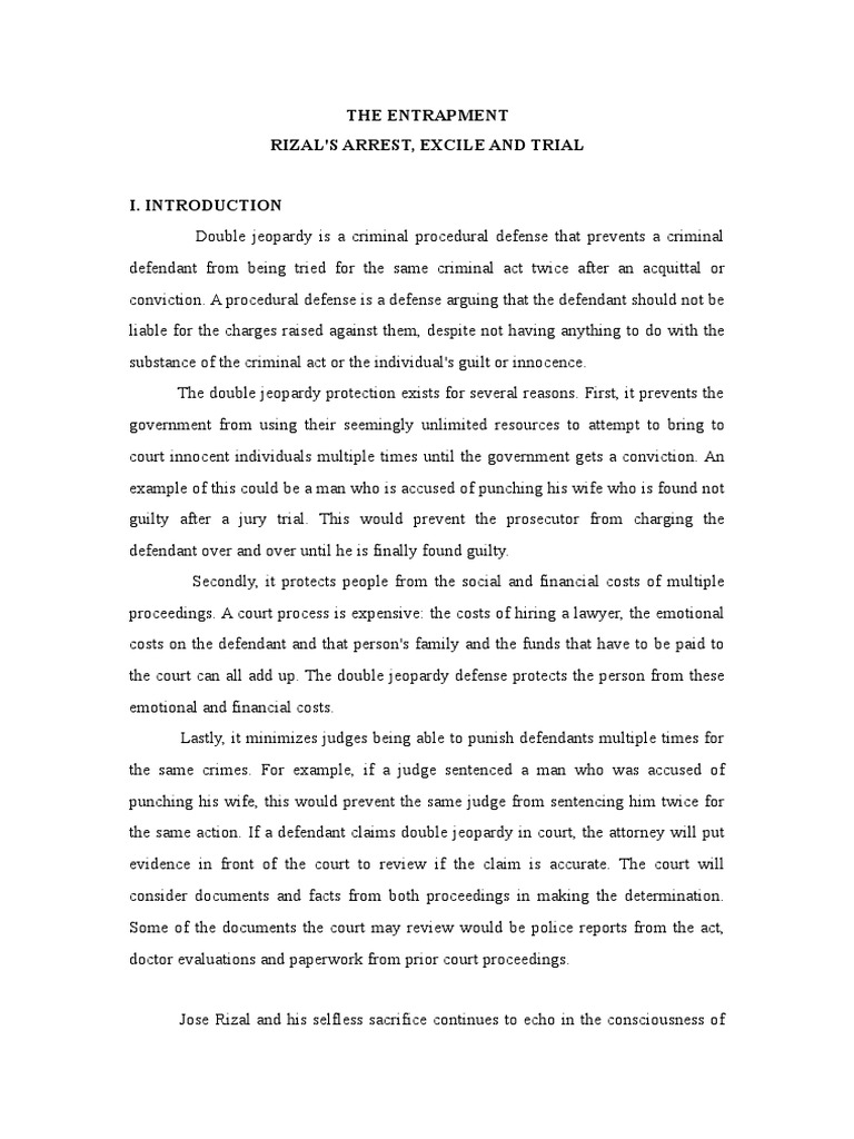 Rizal's Double Jeopardy in Trial | PDF | Double Jeopardy | Criminal Justice