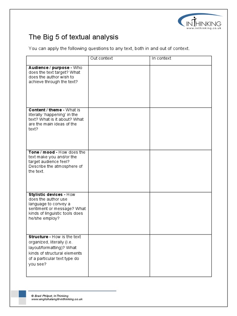 5 Big of Textual Analysis | PDF | Career & Growth