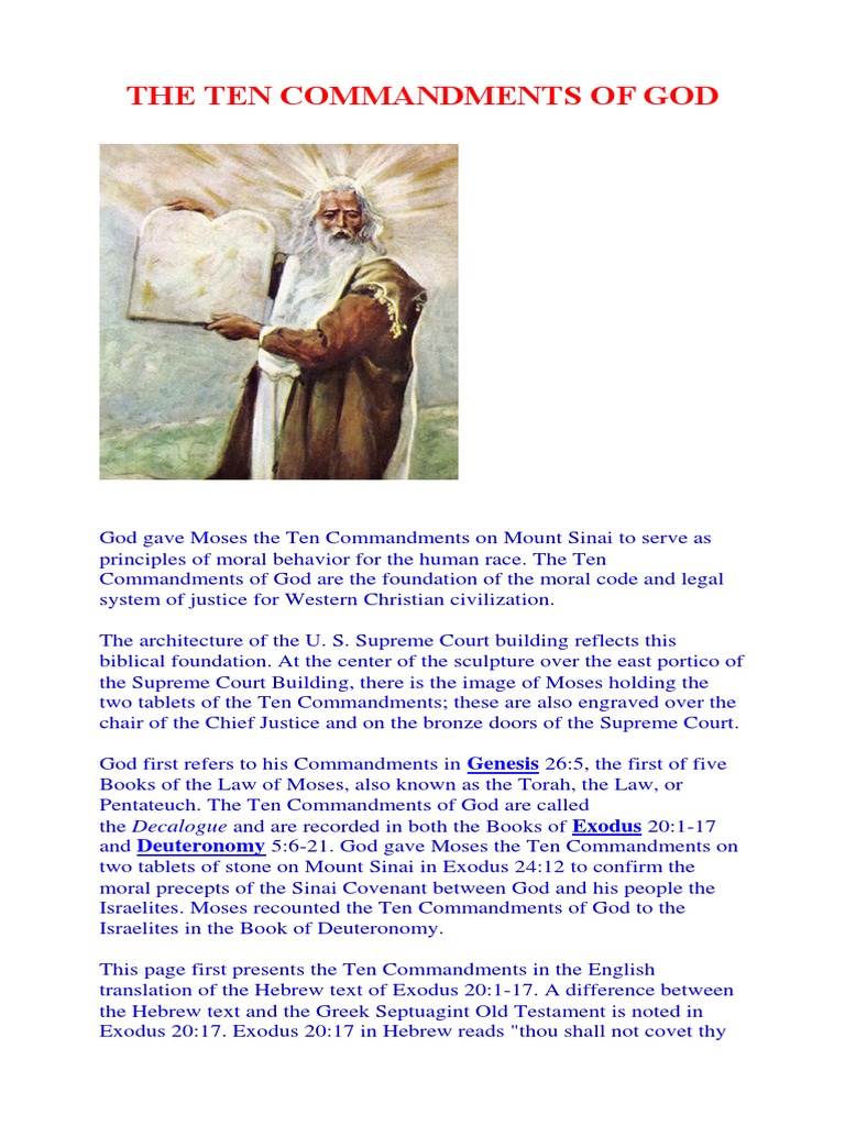 The Ten Commandments of God | PDF | Ten Commandments | Book Of Exodus