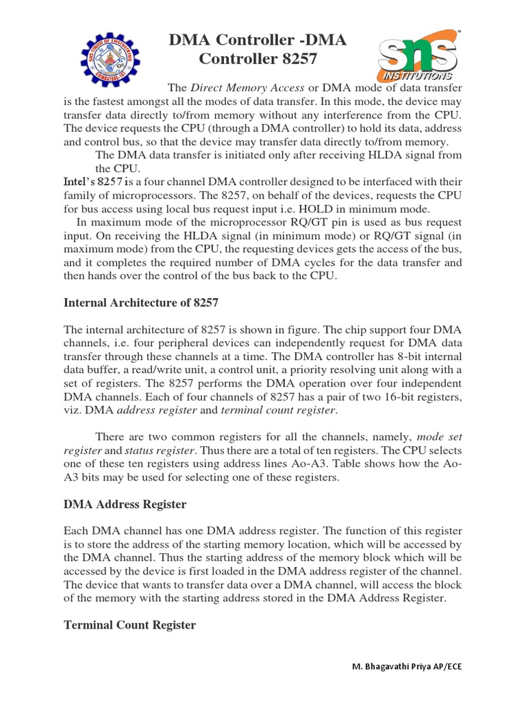 DMA Controller - DMA Controller 8257: Internal Architecture of 8257 ...