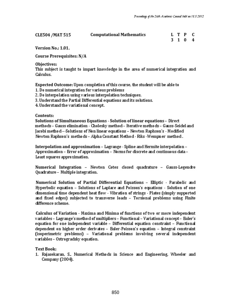 Computational Maths Syllabus PDF | Download Free PDF | Calculus Of ...
