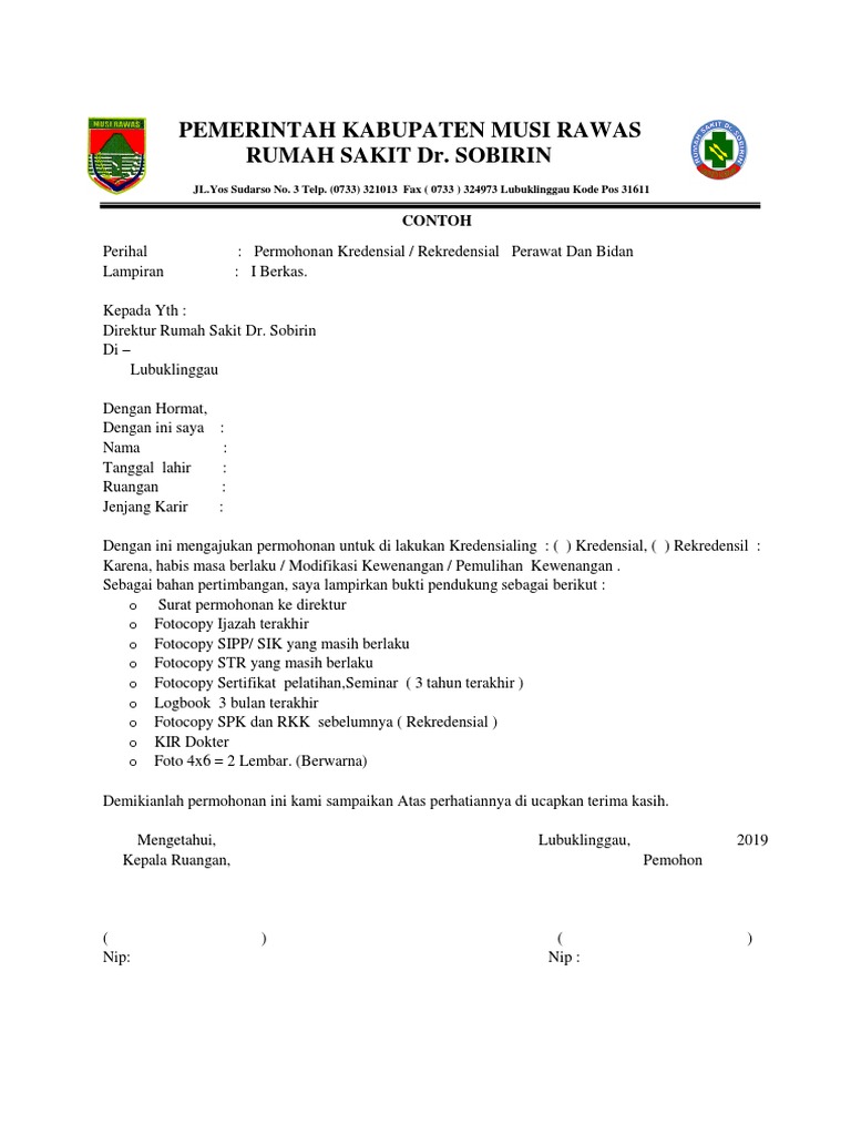 Permohonan Kredensial Perawat RS Dr. Sobirin | PDF