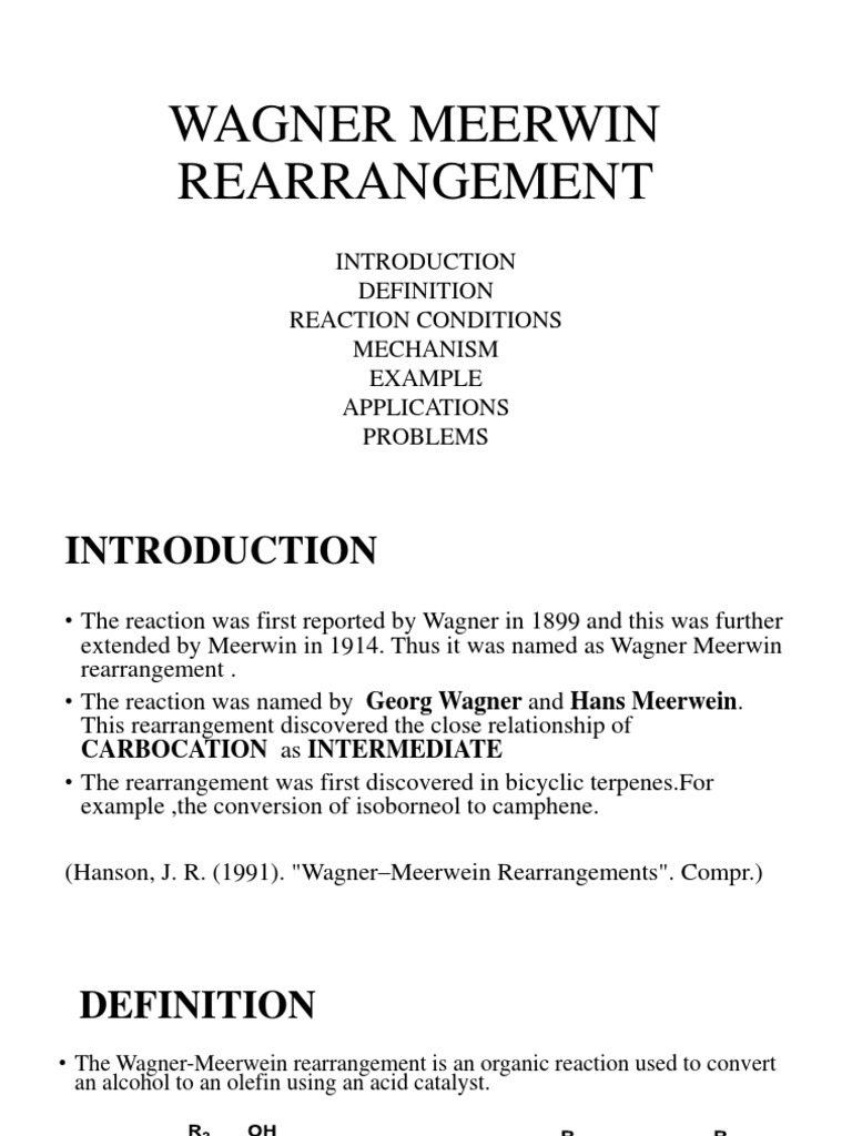 Wagner Meerwin Rearrangement: Reaction Conditions Mechanism Example ...