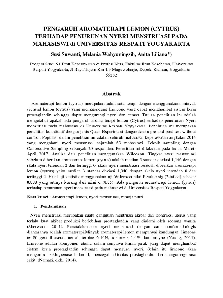 Pengaruh Aromaterapi Lemon | PDF | Kesehatan Holistik