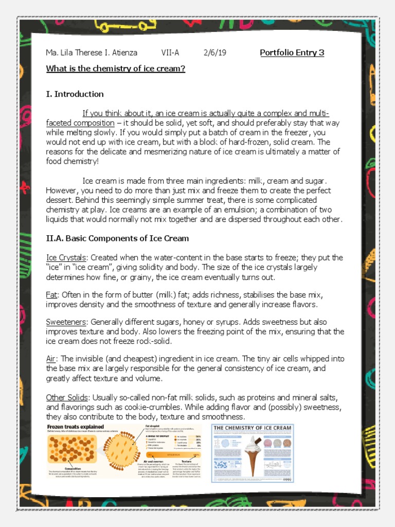 Chemistry of Ice Cream | PDF | Ice Cream | Emulsion