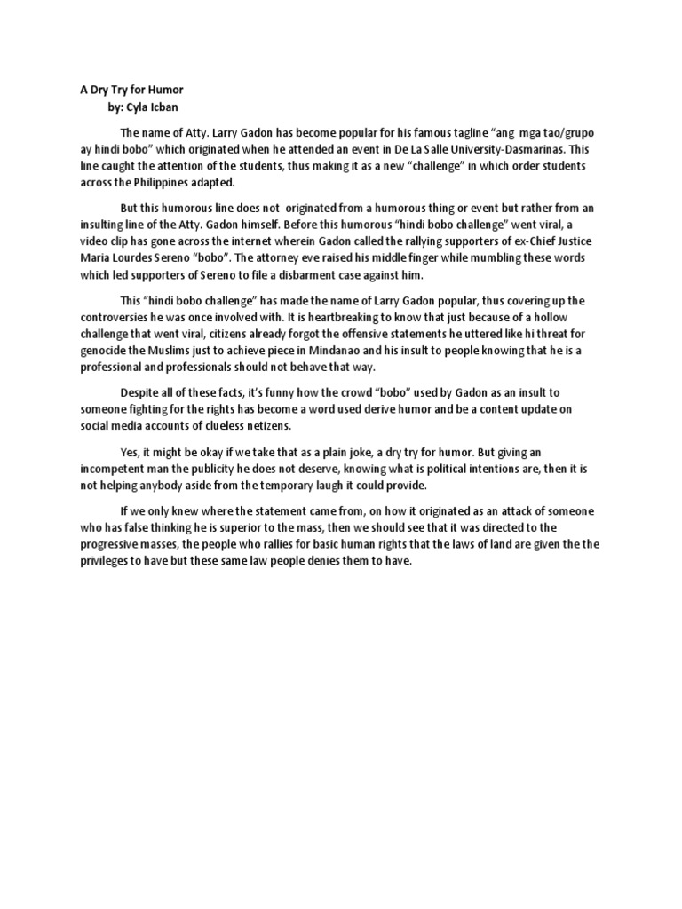 A Dry Try For Humor | PDF
