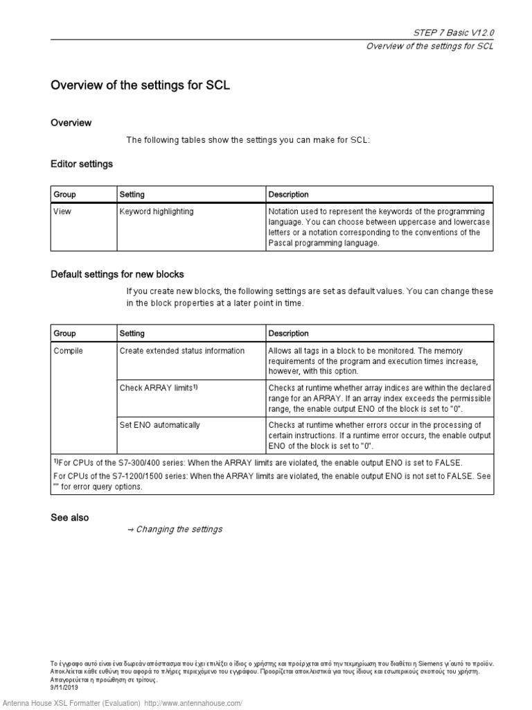 Overview of The Settings For SCL | PDF | Array Data Type | Programming ...