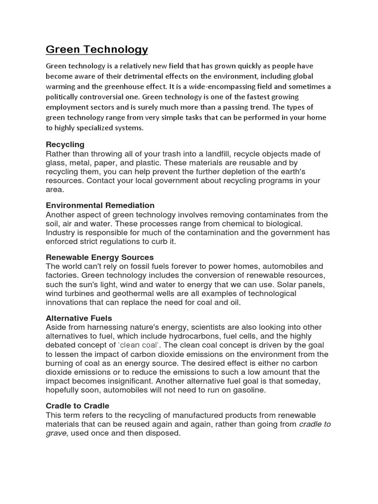 Overview of Green Technology Solutions | PDF