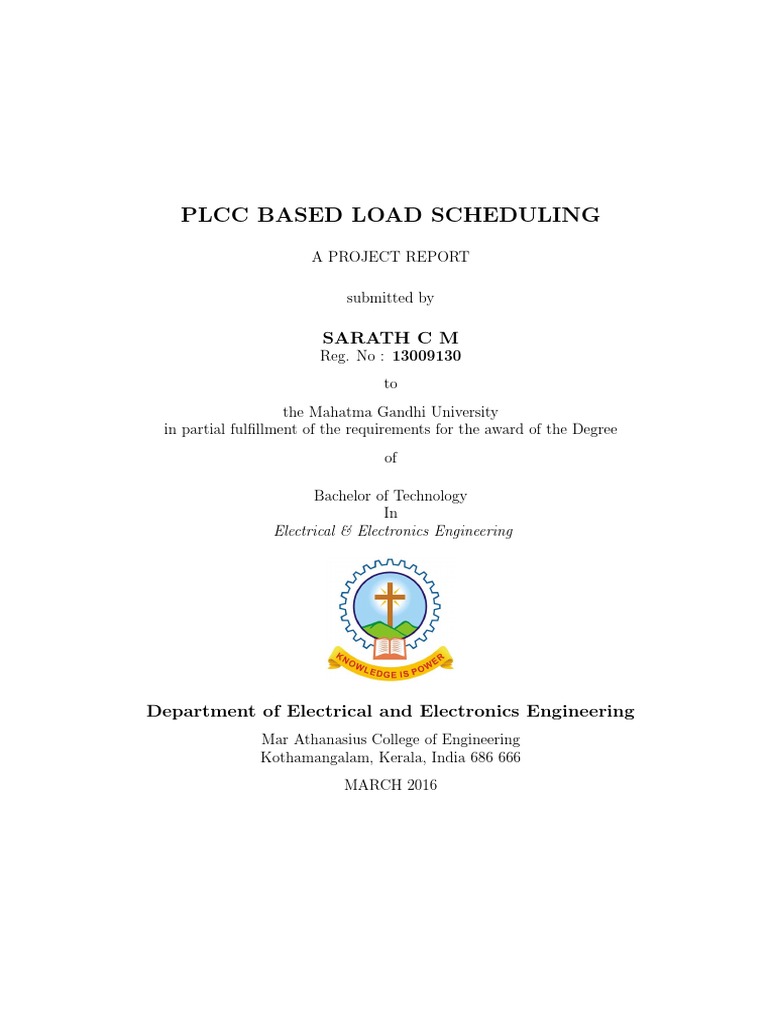 PLCC Based Load Scheduling | PDF | Relay | Electric Power Transmission