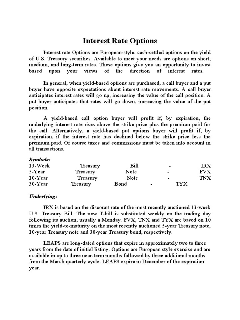 Interest Rate Options | PDF | Money | Option (Finance)