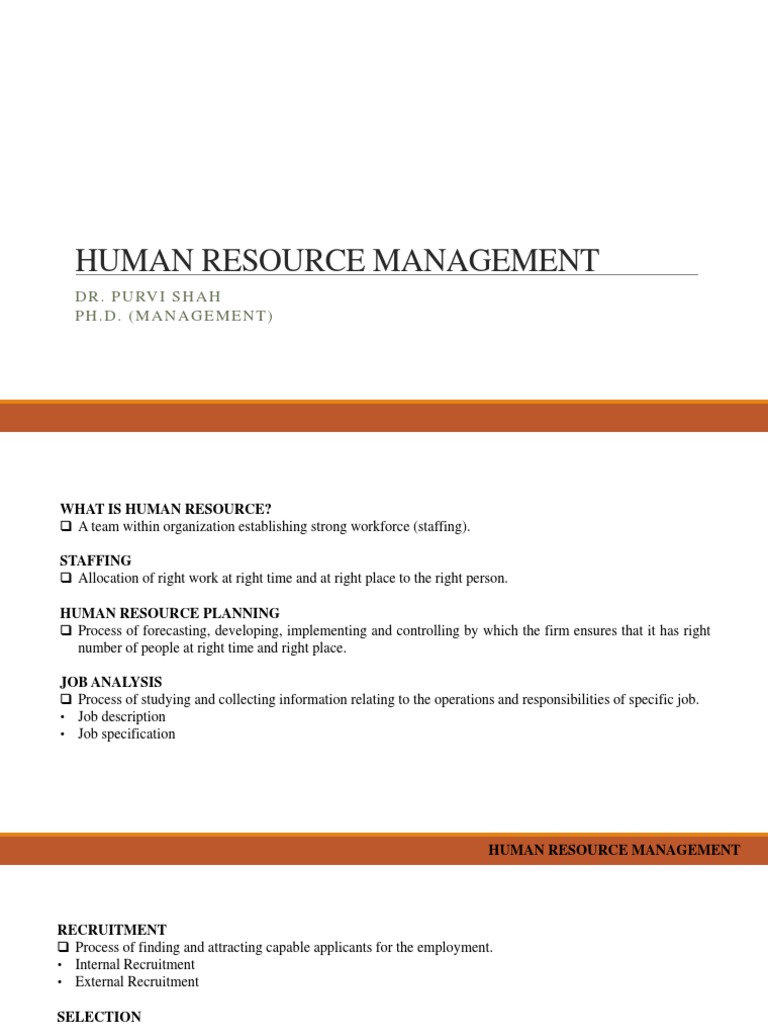 Human Resource Management: Dr. Purvi Shah Ph.D. (Management) | PDF