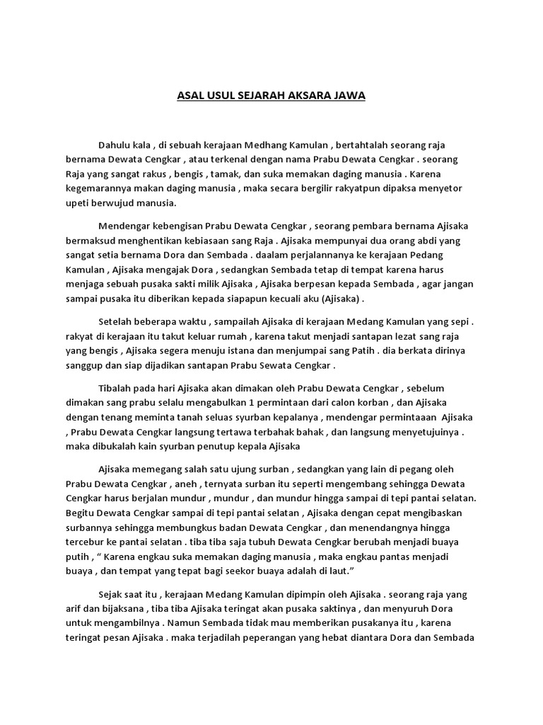 Asal Usul Sejarah Aksara Jawa | PDF