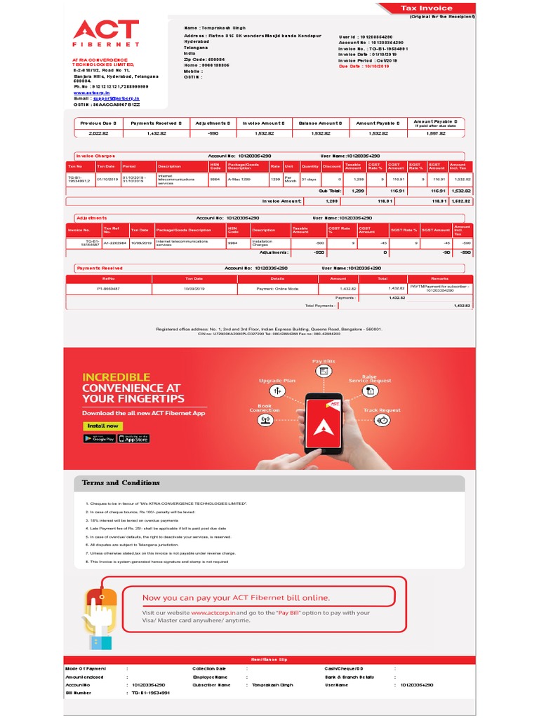Act Bill | Download Free PDF | Invoice | Cheque