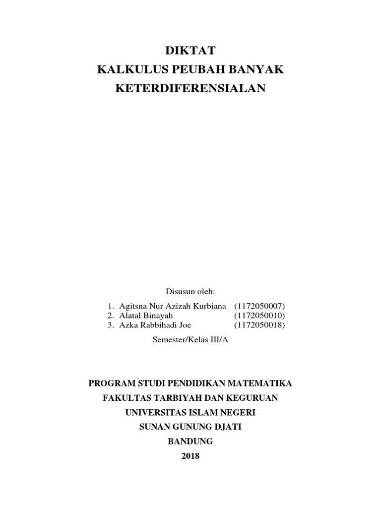 Diktat Kalkulus Multivariabel Keterdiferensialan | PDF
