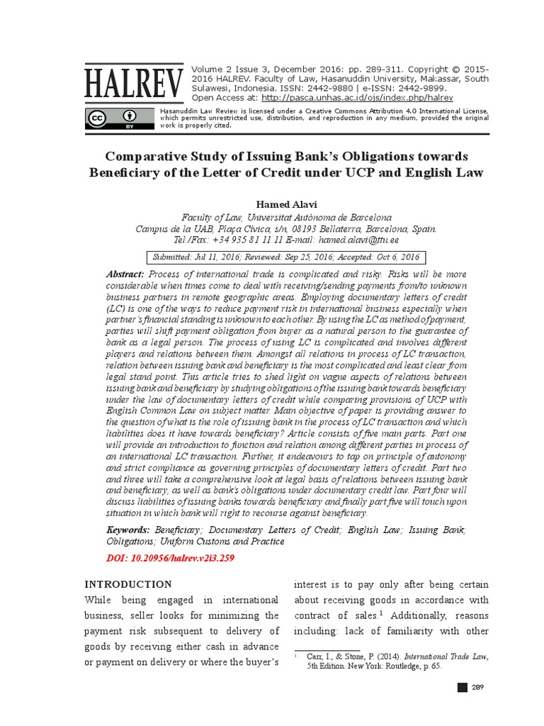 Comparative Study of Issuing Banks Obligations To | PDF | Letter Of ...