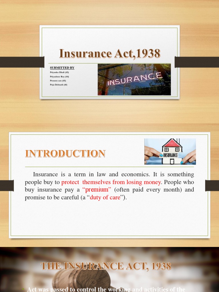 Insurance Act, 1938 | PDF | Traffic Collision | Vehicle Insurance