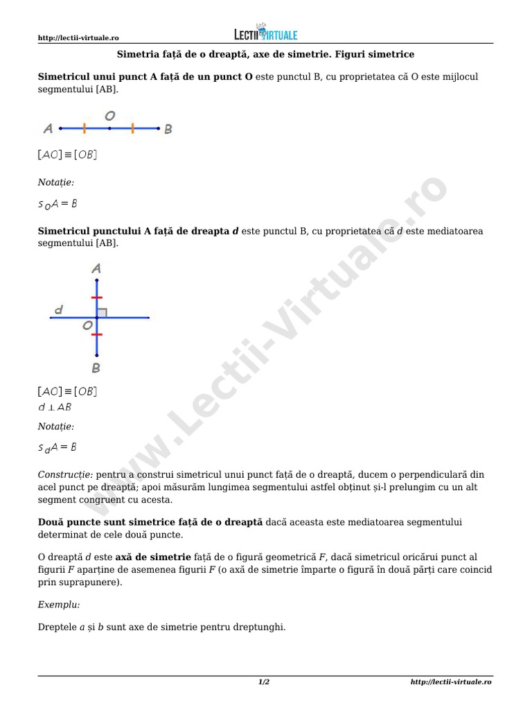 Simetrie Fata de o Dreapta | PDF