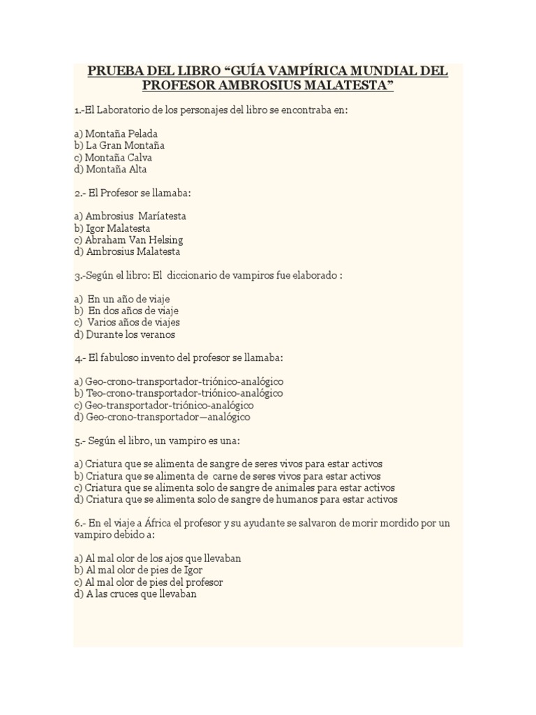Guía Vampirica Prueba Comprensión Lectora | PDF | Vampiros | Ocio