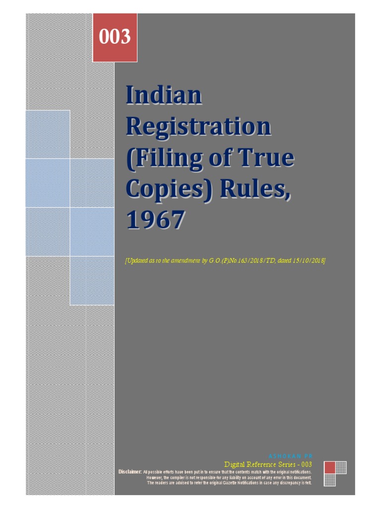 Filing of True Copies Rules 1967 PDF | PDF | Signature | Document
