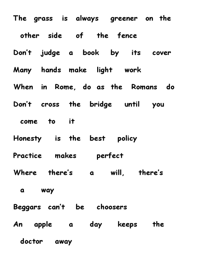 Proverbs (Jumbled Up) | PDF