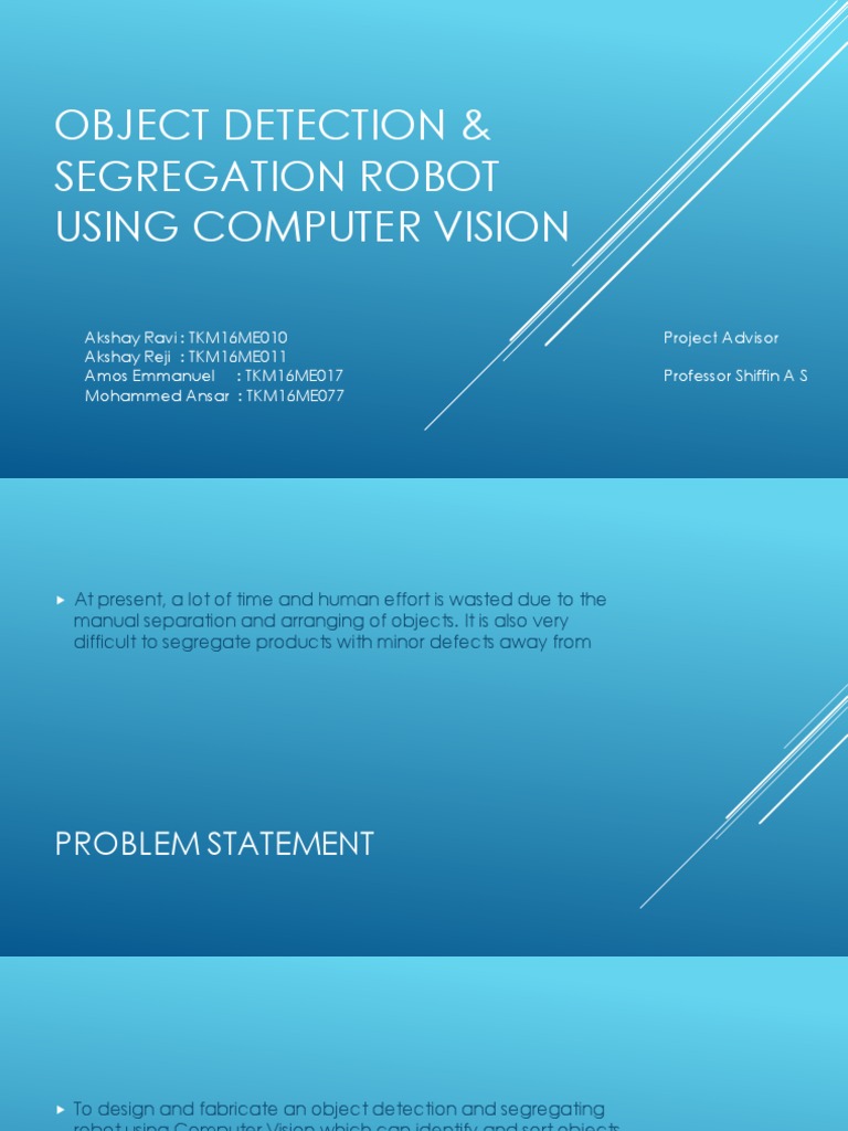 Object Detection & Segregation Robot Using Computer Vision | PDF