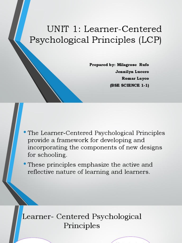 UNIT 1: Learner-Centered Psychological Principles (LCP) | PDF | Metacognition | Motivation