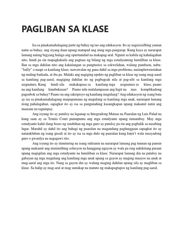 Pagliban Sa Klase | PDF