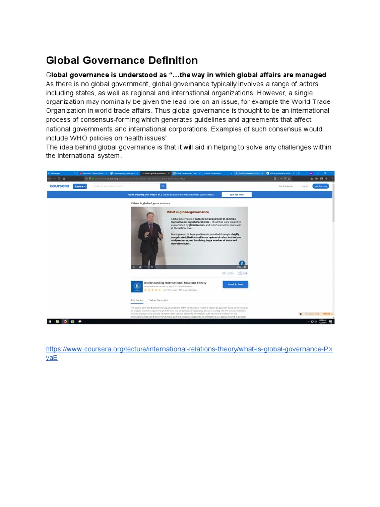Global Governance Definition | PDF