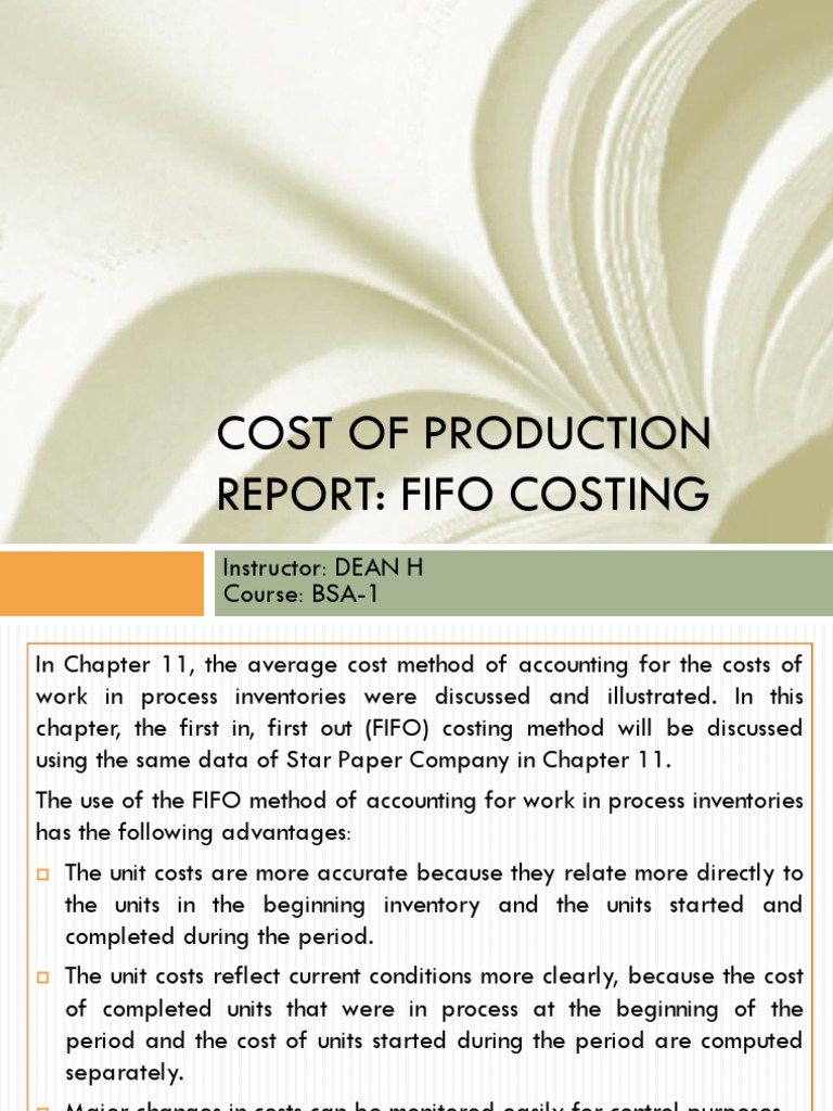Cost of Production Report Fifo | PDF | Inventory | Business