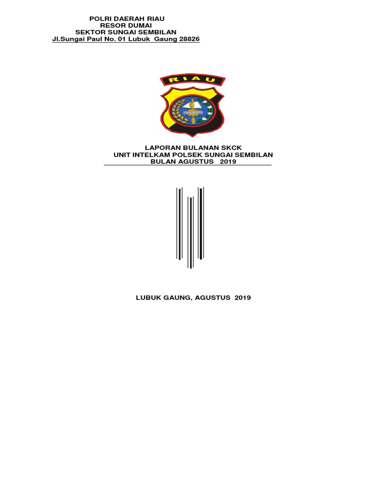 Laporan Bulanan SKCK Unit Intelkam Polsek Sungai Sembilan Bulan Agustus ...