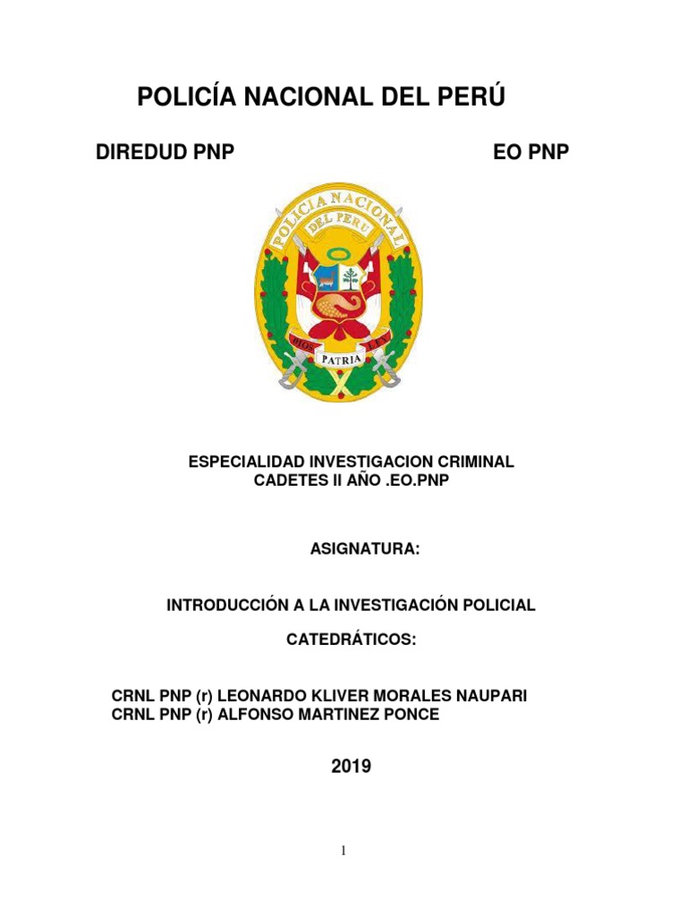 Policía Nacional Del Perú: Diredud PNP Eo PNP | PDF | Policía | Derecho penal