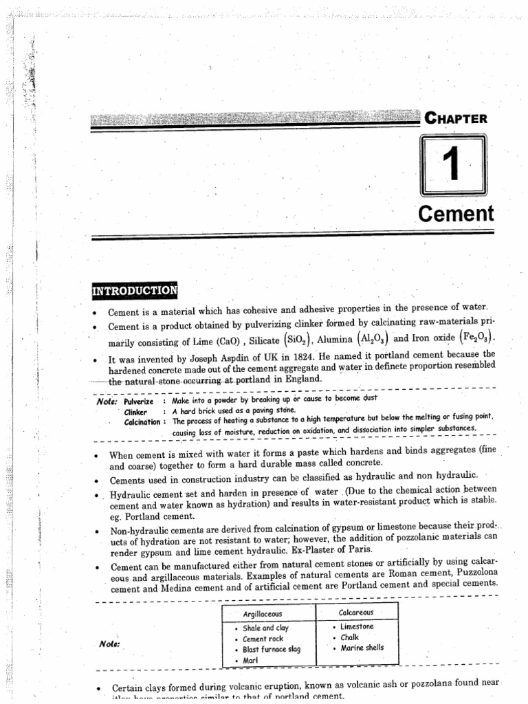 Cement Notes PDF | PDF
