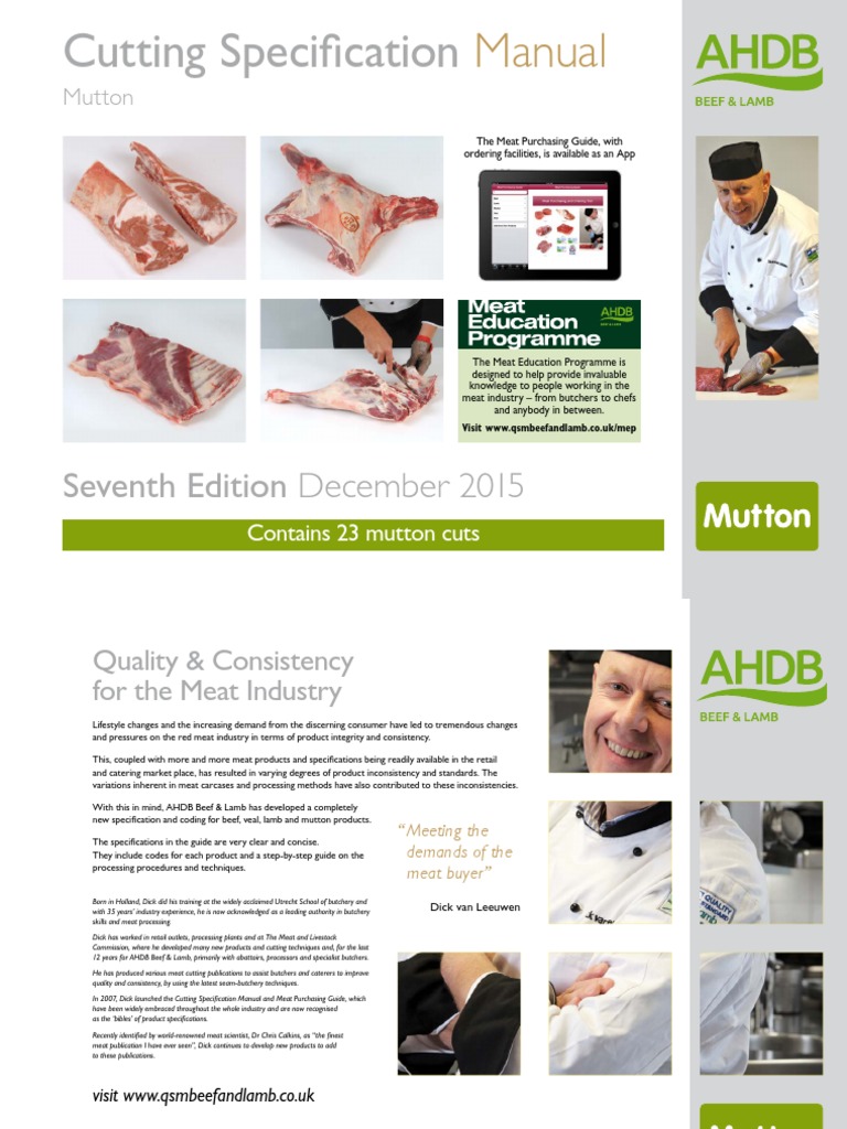 Cutting Specification Manual Mutton PDF | PDF | Lamb And Mutton | Beef