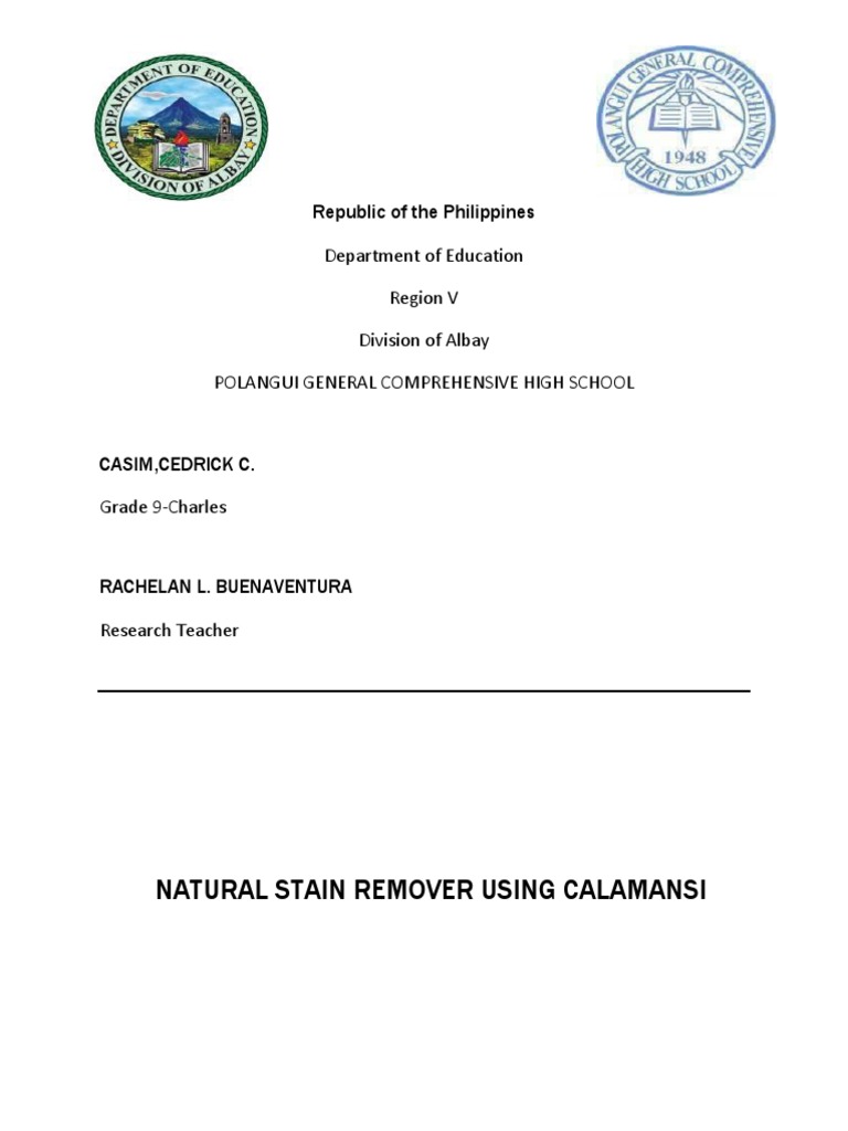 Calamansi: Natural Stain Remover Study | PDF