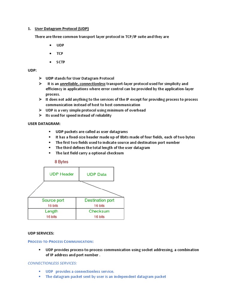 User Datagram Protocol | PDF | Transmission Control Protocol | Network Protocols