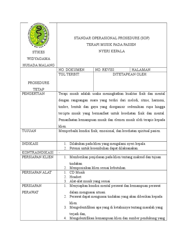 SOP Terapi Musik | PDF