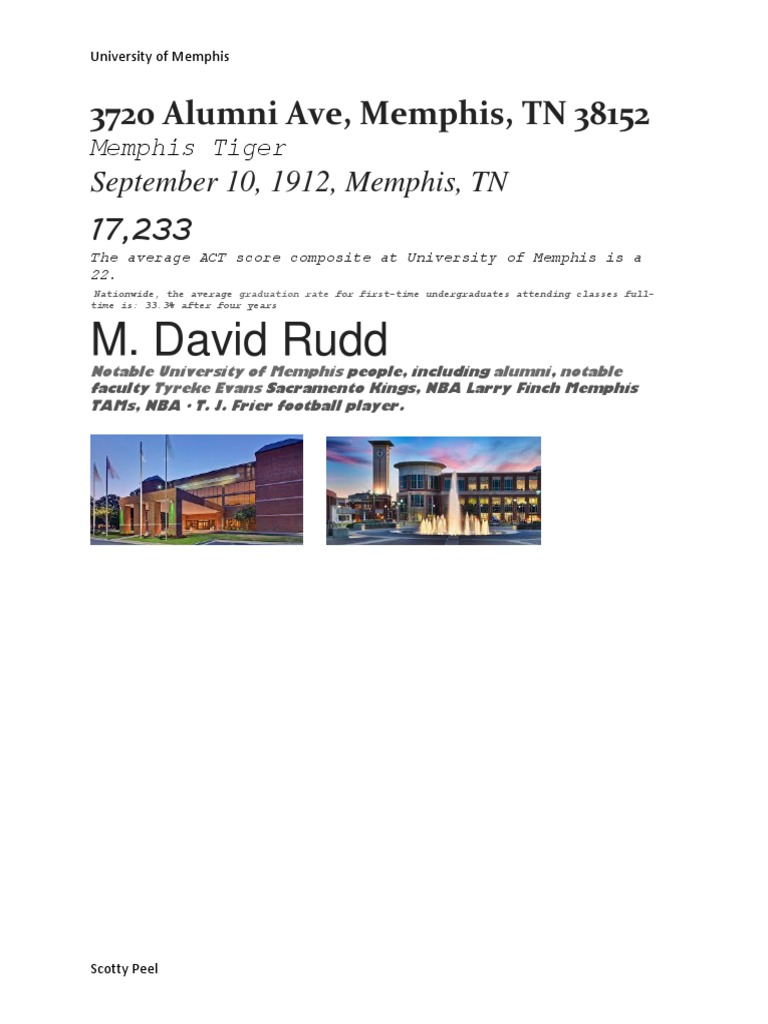 M. David Rudd: 3720 Alumni Ave, Memphis, TN 38152 | PDF