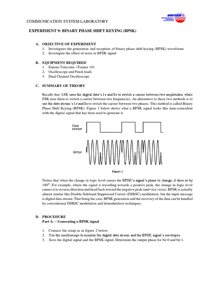 Eecb351-Exp 9 BPSK | PDF | Modulation | Digital Signal