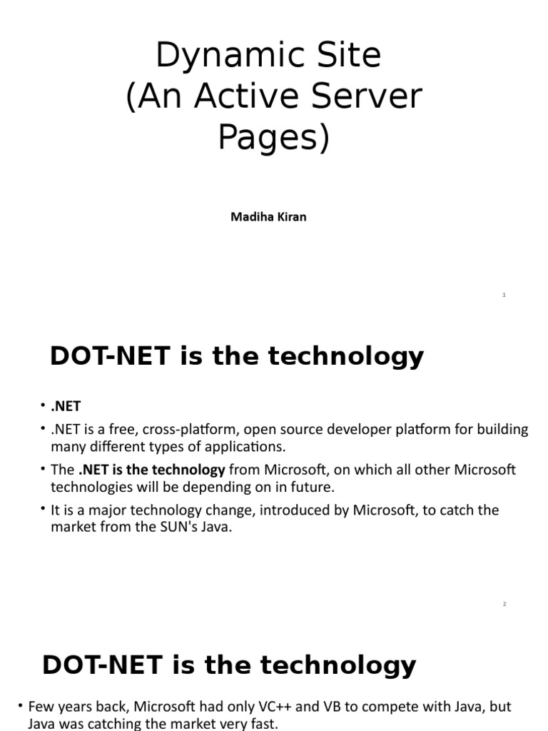 Dynamic Site (An Active Server Pages) : Madiha Kiran | Download Free ...