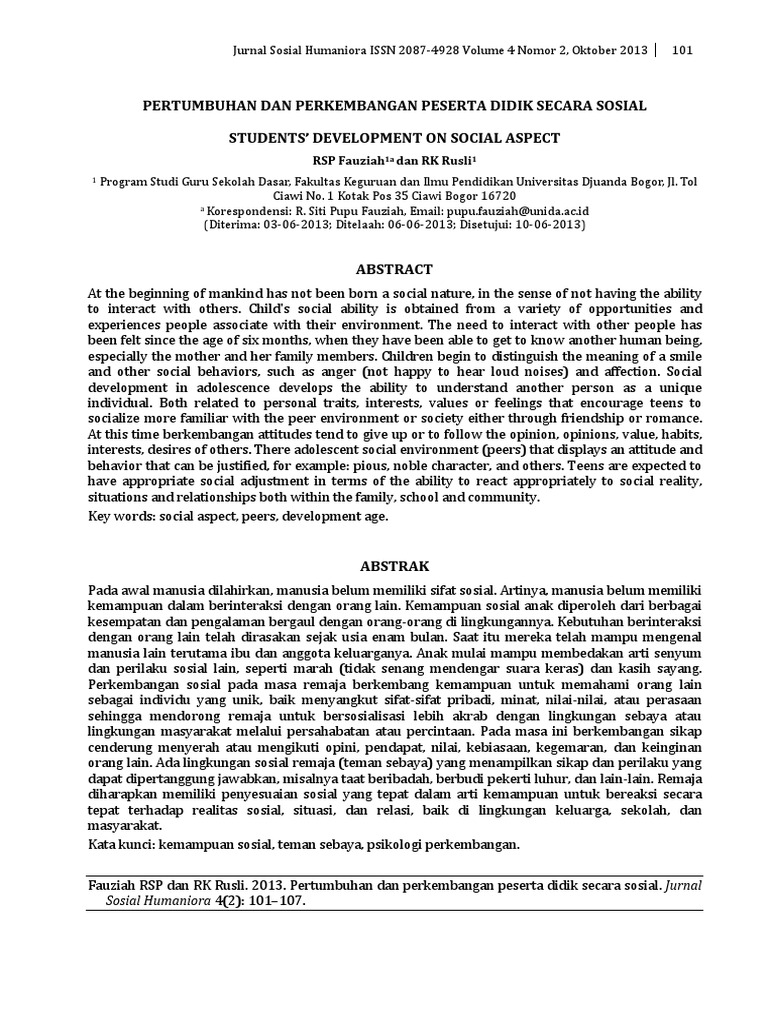 Jurnal PPD Sosial | PDF | Adolescence | Social Psychology