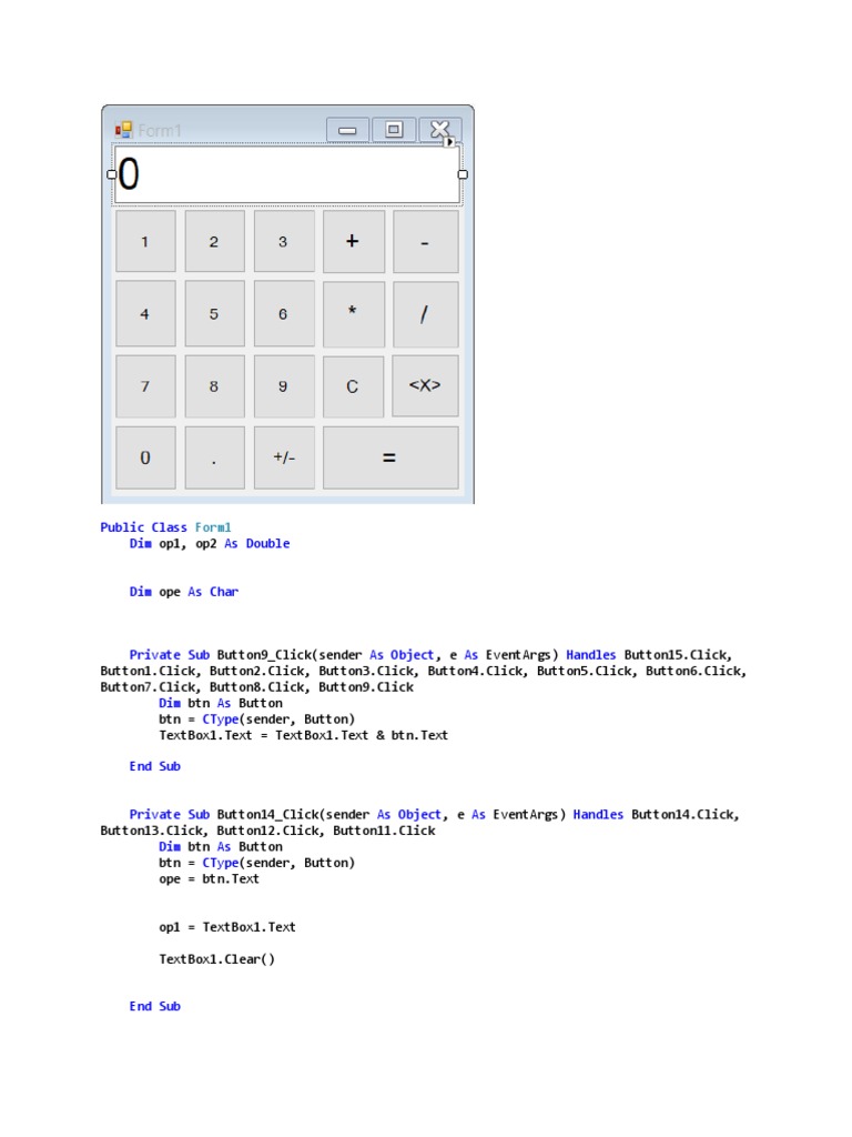 Form1: Public Class Dim As Double | PDF