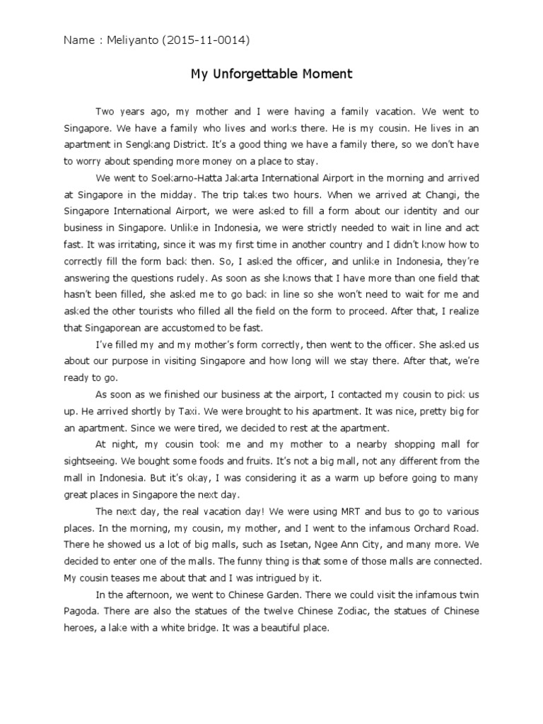My Unforgettable Moment | PDF