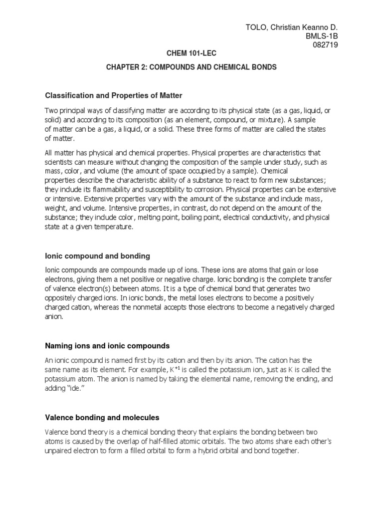 Chem 101 Lecture | PDF | Ion | Chemical Compounds