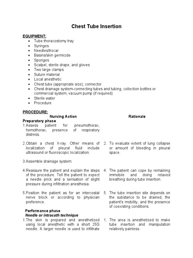 Chest Tube Insertion | PDF | Thorax | Medicine